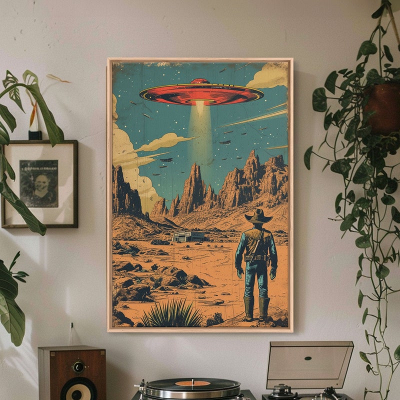 Cowboy and Alien Prints - Etsy