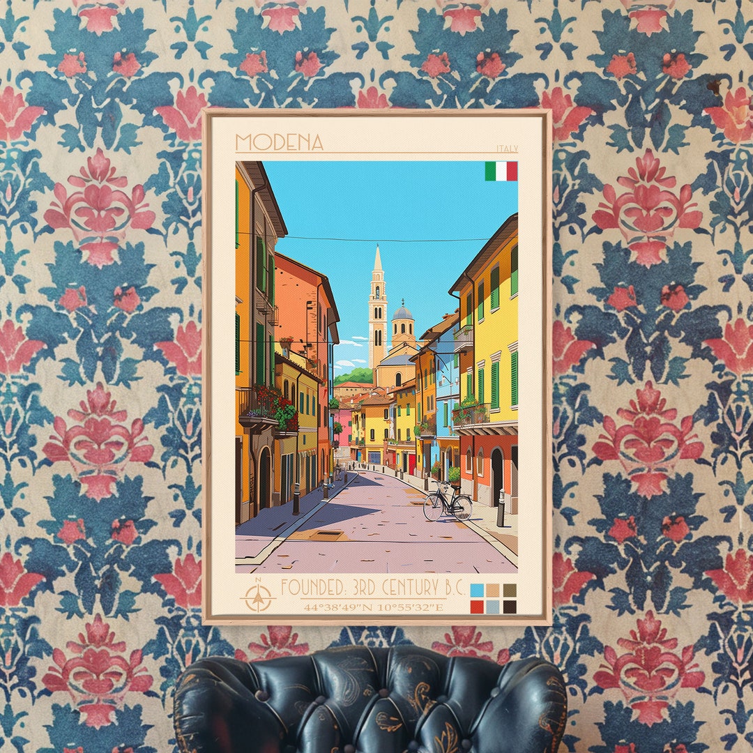 Modena Italy Travel Poster: Vintage Pop Art Framed Canvas Print - Etsy