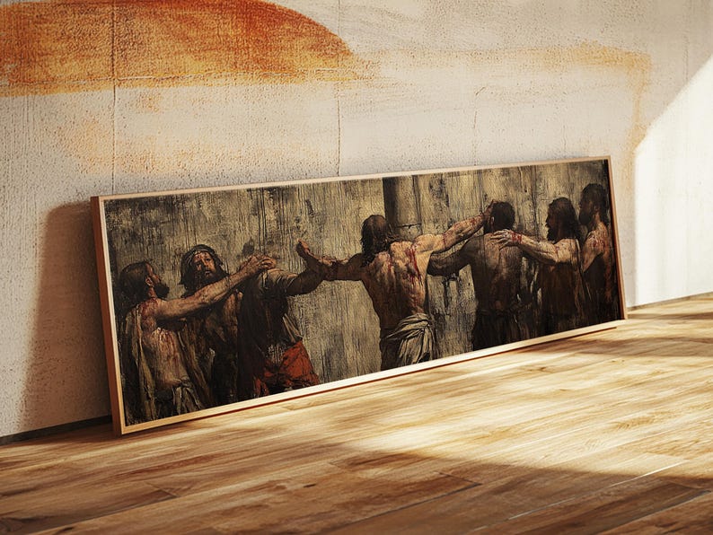 Scourging at the Pillar Passion Scene Framed Canvas Print | Extra Wide ...