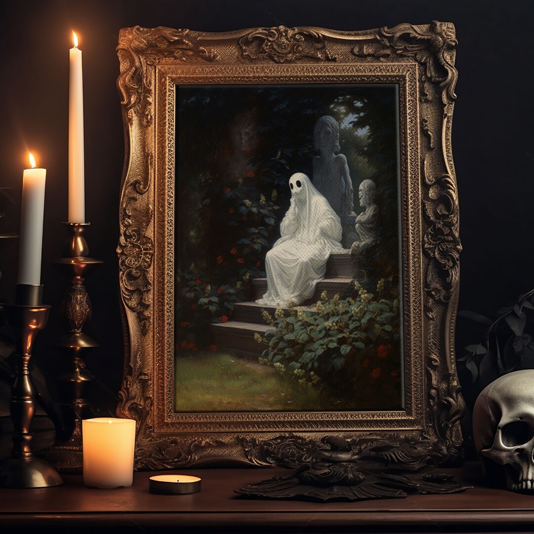 The Thoughtful Ghost, Macabre Halloween Decor, Halloween Poster ...