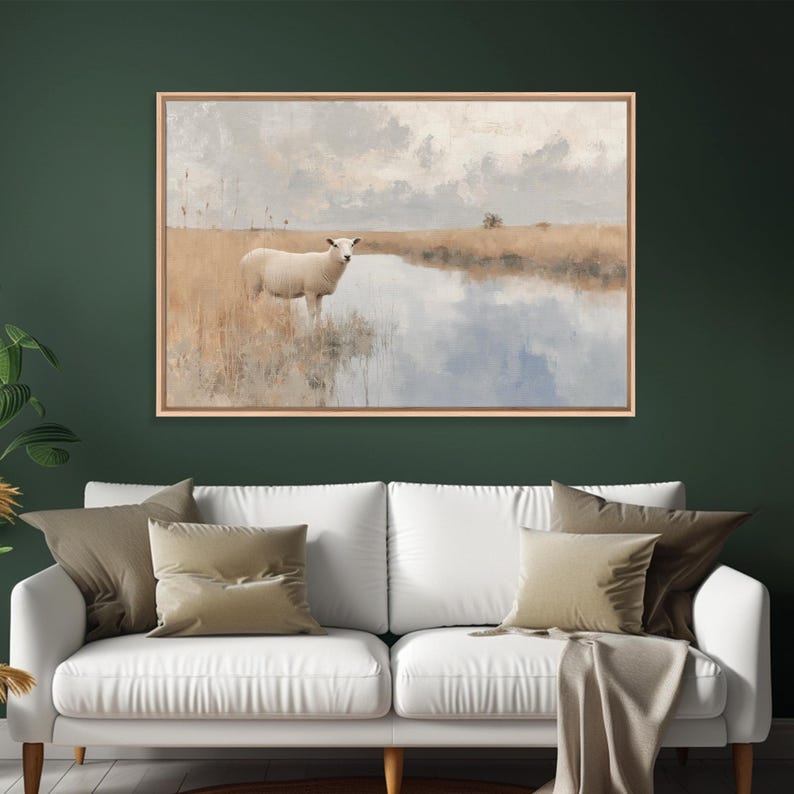 Quiet Shepherd Lamb - Framed Canvas Print - Christian Wall Art ...