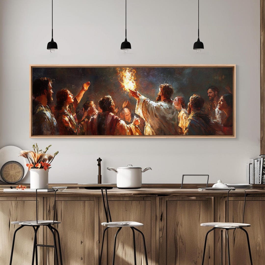 Kindling the New Fire at the Easter Vigil Extra Wide Wall Art | Framed ...