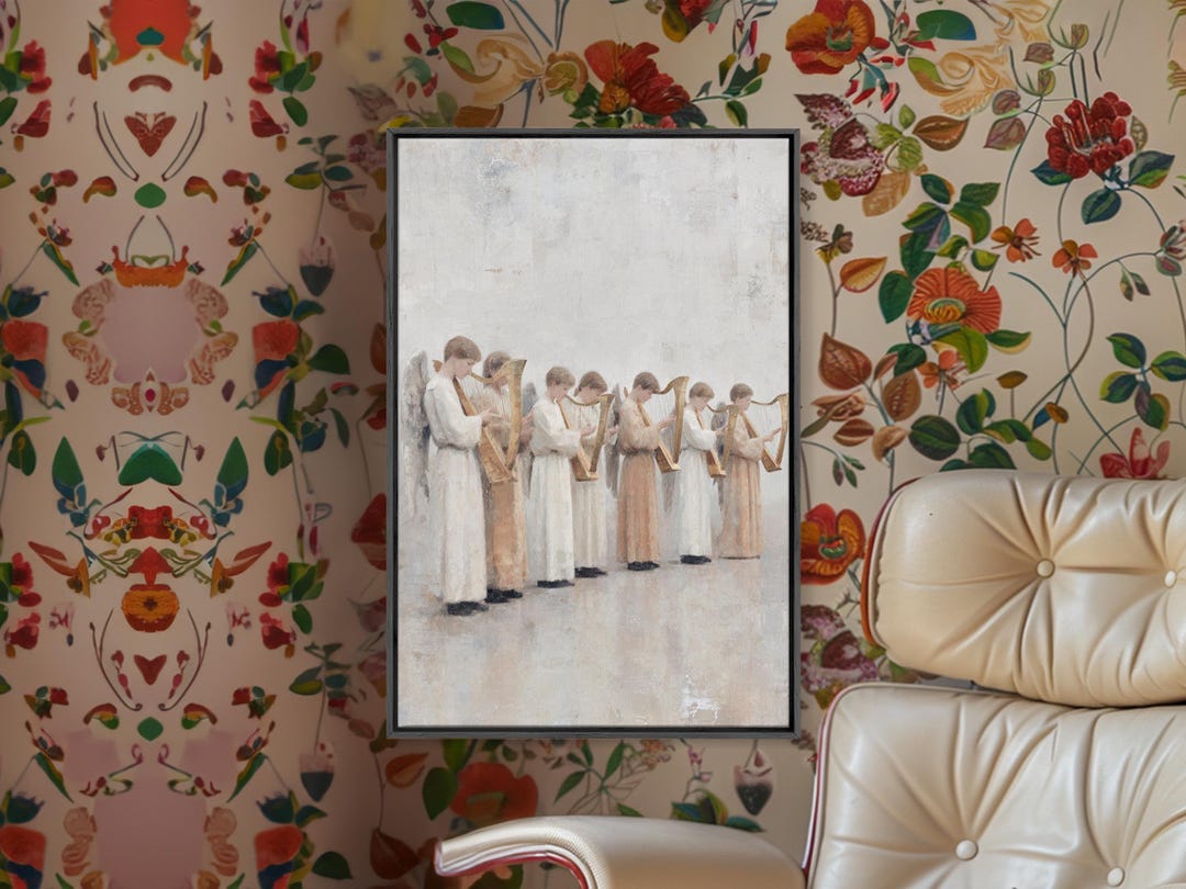 Seraphim in White - Framed Canvas Print - Christian Wall Art - Angel ...