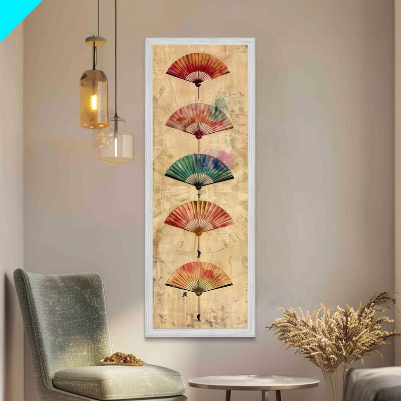 Asian Fan Art Framed - Etsy