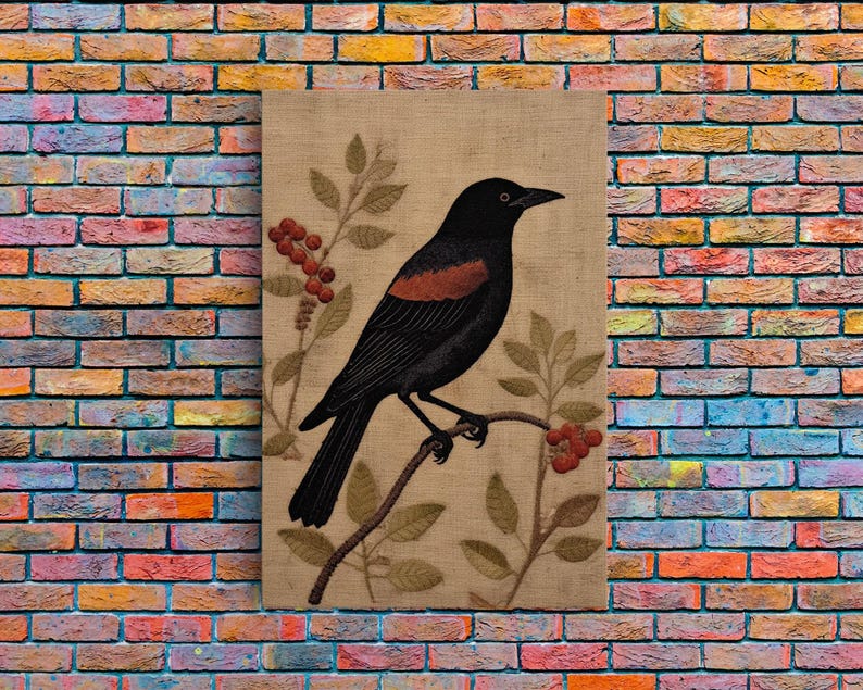 Raven Canvas Print: Antique Bird Painting, Vintage Wall Art - Etsy