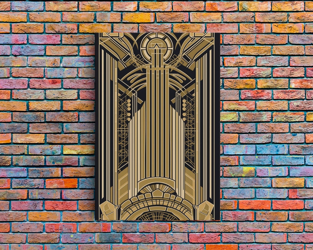 Art Deco Pattern Wall Art - Framed Canvas Print - Art Deco - Gold ...