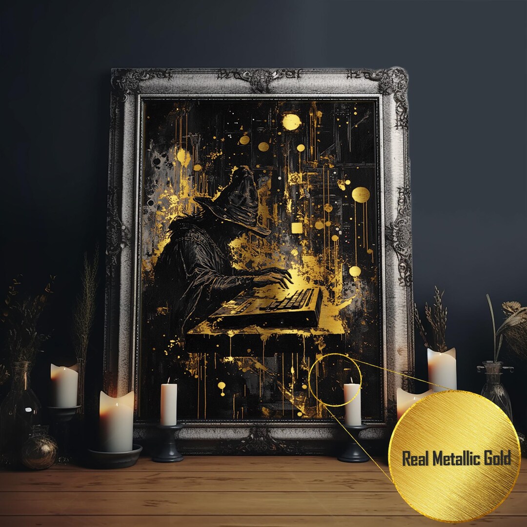 Witch Hacker Spooky Season Wall Decor, Metallic Gold Art Metal Art ...