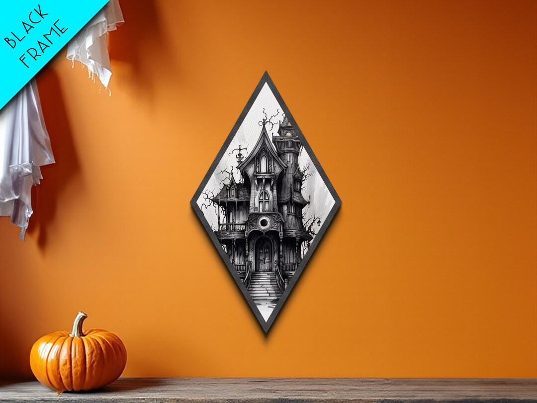 Haunted Mansion With Crooked Tower Canvas Embossed Print in Vintage ...