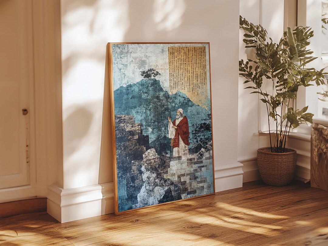 Moses Receives the Ten Commandments Framed Canvas Print | Majestic ...