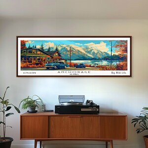 Anchorage Alaska Panoramic Travel Poster Framed Canvas Print, Mid ...