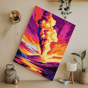 Volcano Eruption, Dramatic Nature Art, Canvas Print, Fiery Landscape ...