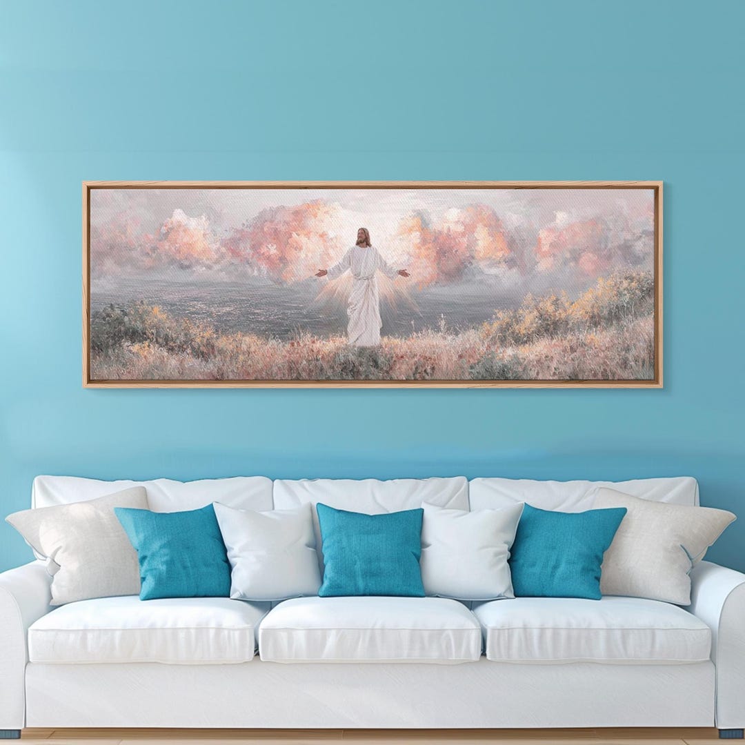 Radiant Dawn Blessing, Framed Canvas Print, Christian Wall Art, Jesus ...