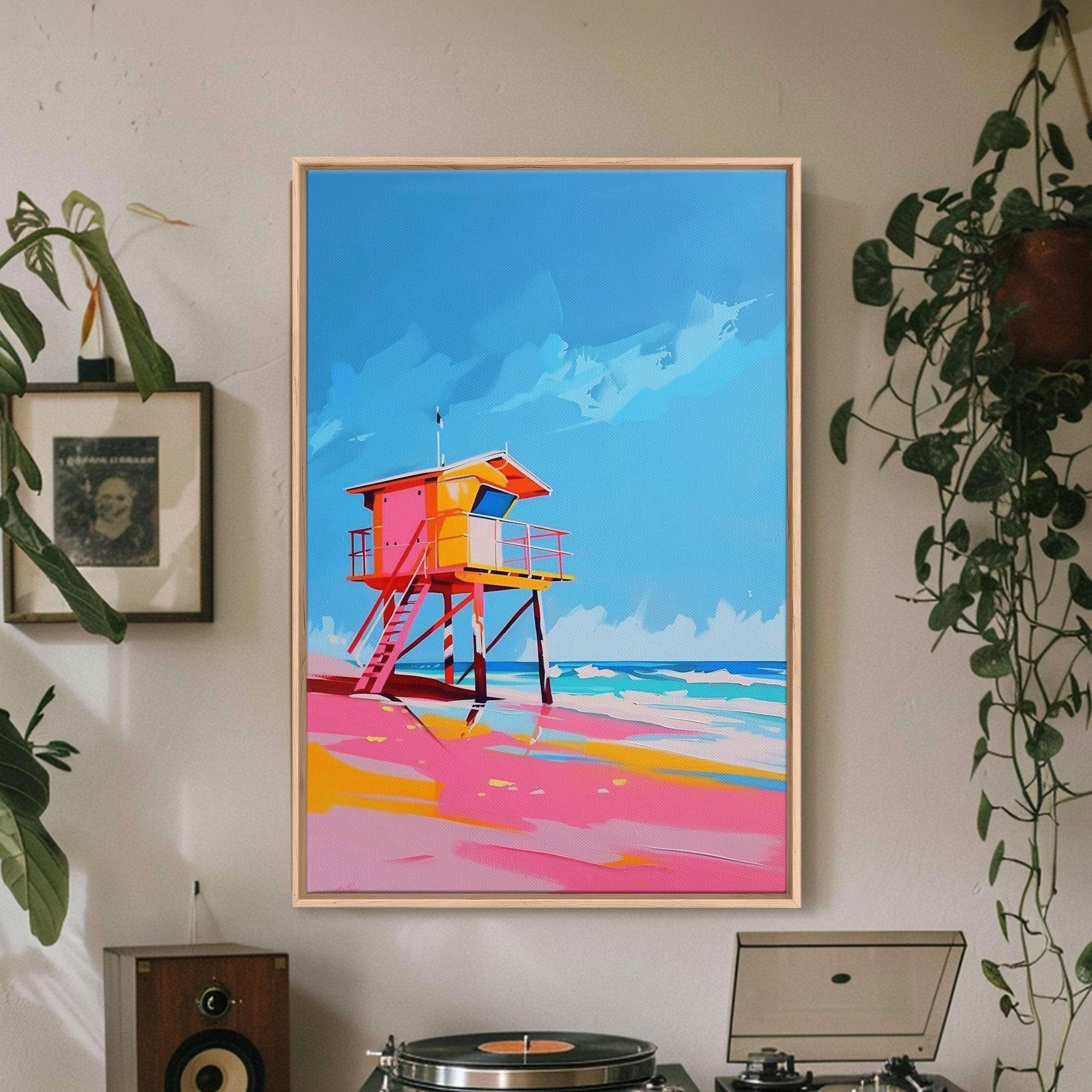 Colorful Lifeguard Tower Canvas Print: Beach House Coastal Art - Etsy