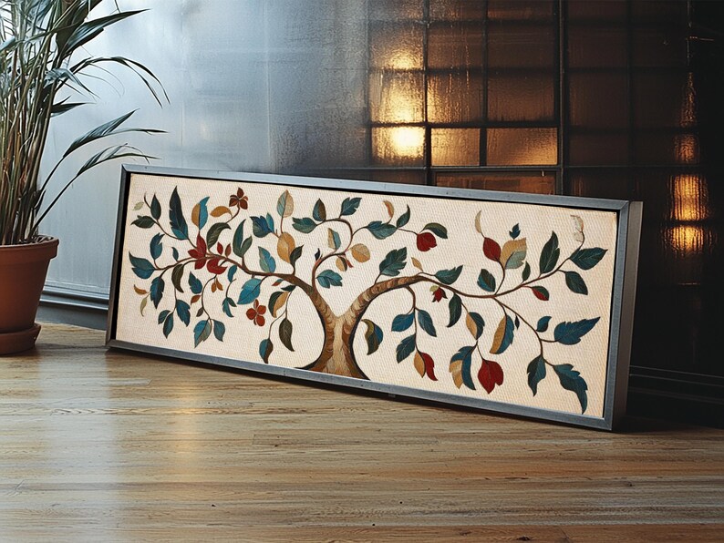 Textile Tree Print - "the Giving Tree" - Framed Canvas Print - Boho ...