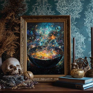 Whimsical Witch Cauldron Canvas Print: Halloween Decor - Etsy