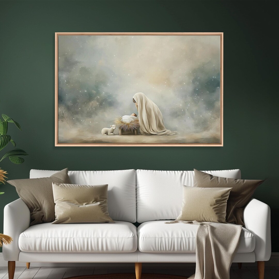 Sacred Birth Hope - Framed Canvas Print - Christian Art Canvas - Jesus ...