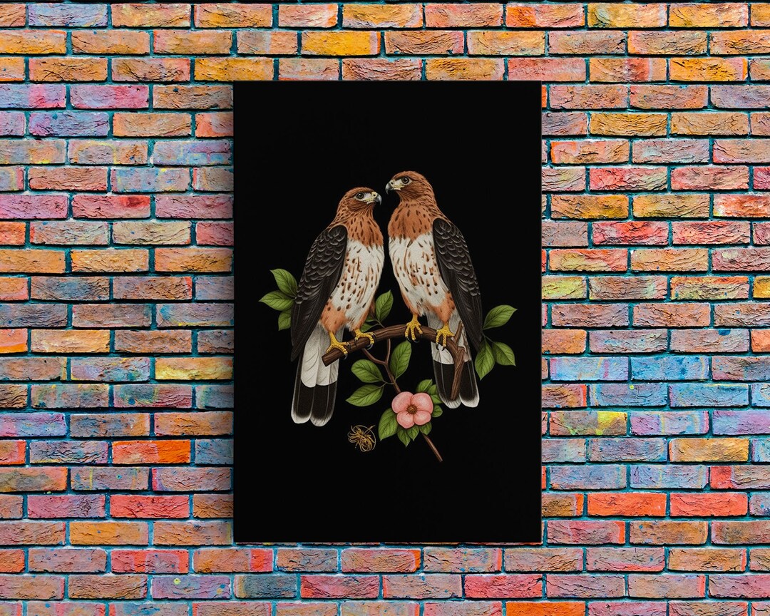 Pair of Hawks, Birds Wall Art, Hawk Wall Decor, Animal Wall Decor ...
