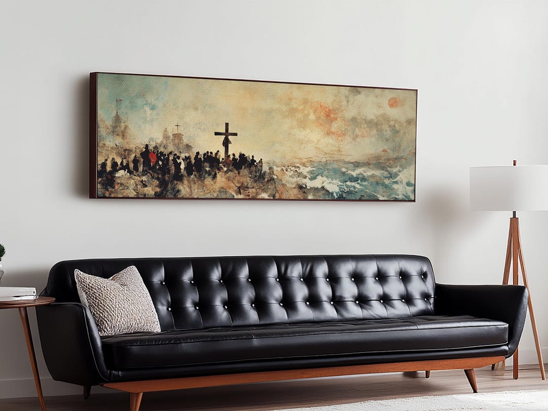 Unveiling of the Cross on Good Friday Framed Canvas Print | Panoramic ...