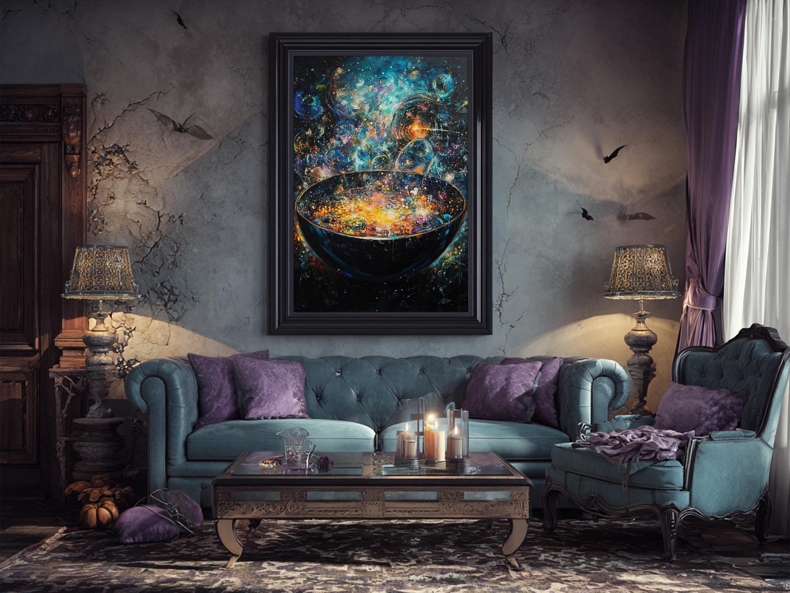 Whimsical Witch Cauldron Canvas Print: Halloween Decor - Etsy