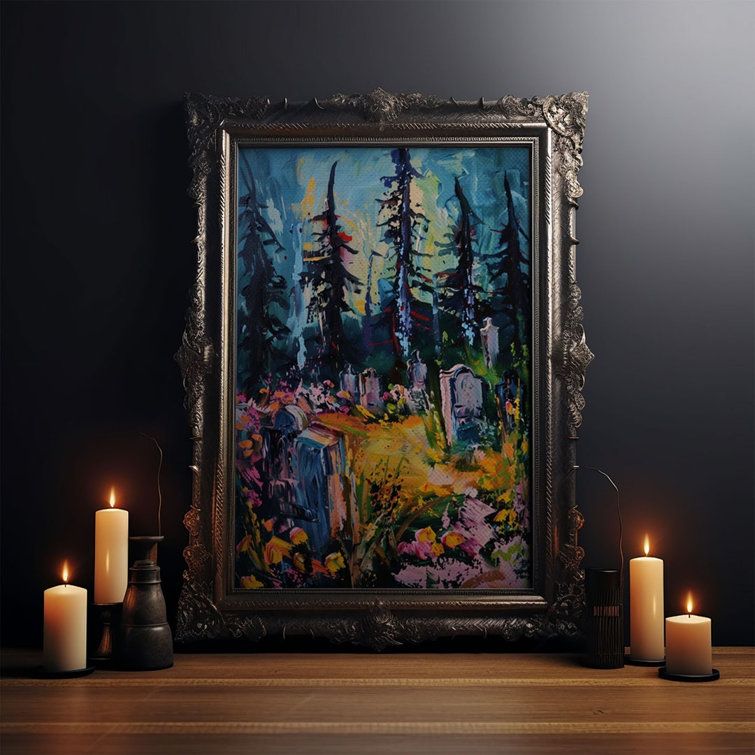 Haunted Path Framed Canvas Print, Halloween Wall Art, Spooky Walkway ...
