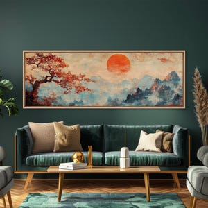 Japanese Maple Sunset Canvas Art: Vintage Woodblock Style Print - Etsy