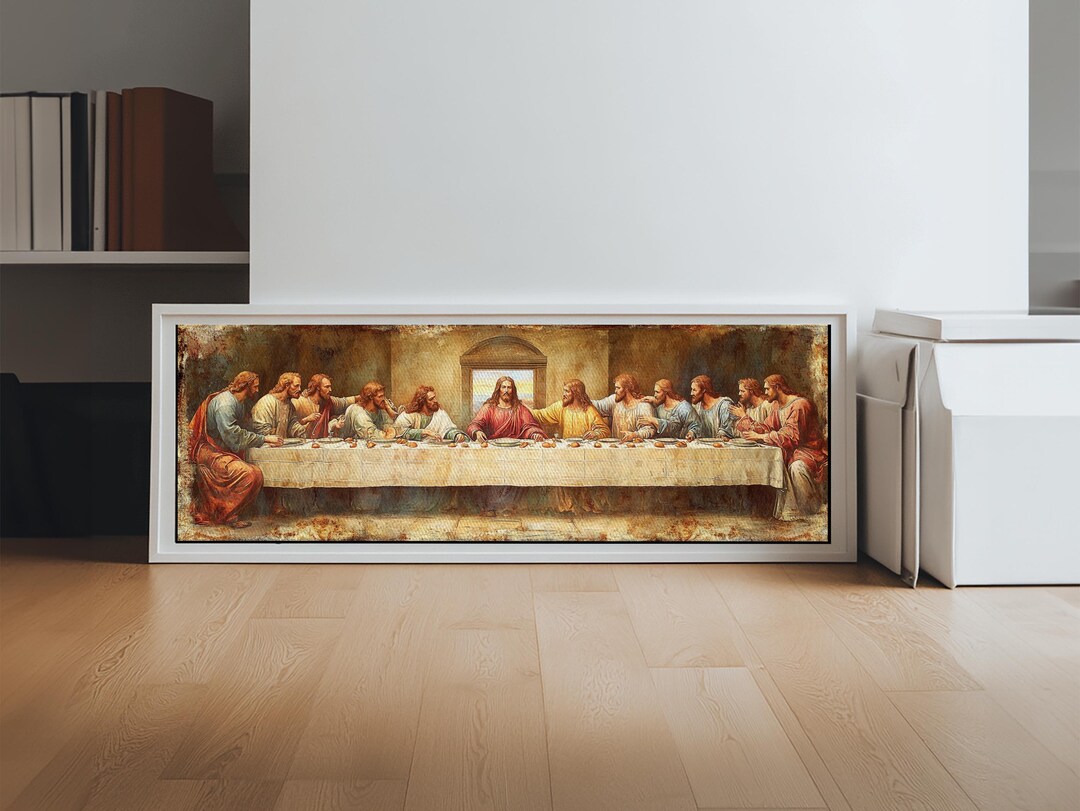 The Last Supper Scene With Christ and Apostles Framed Christian Art ...