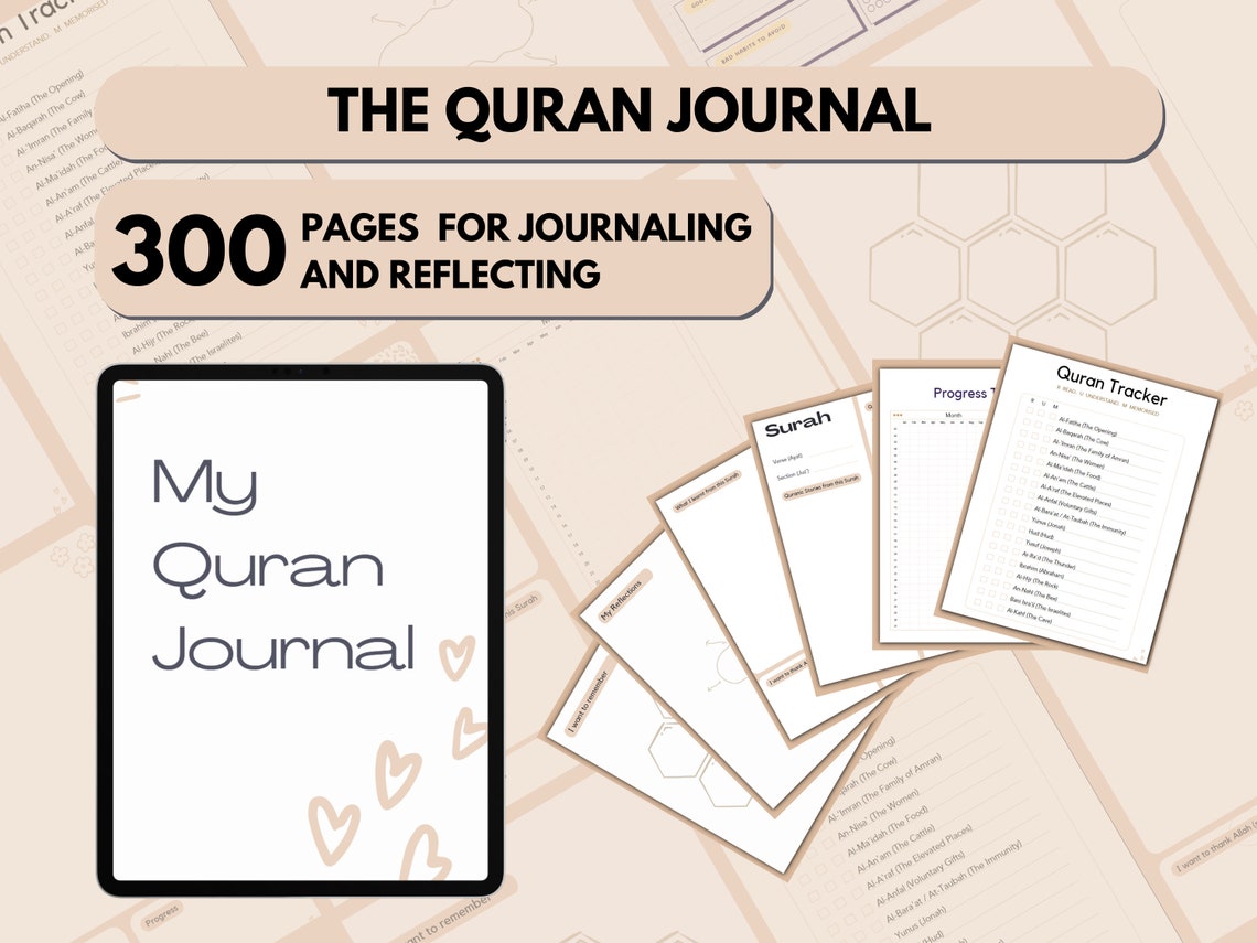 Quran Journal, 300 Pages for Surah Exploration, Islamic Diary, Quran ...