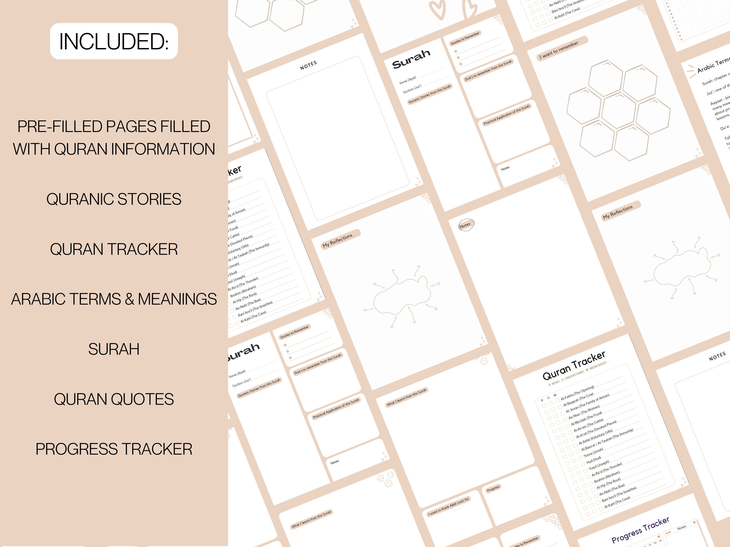 Quran Journal Surah Study & Reflection Muslim Planner Quran Tracking ...