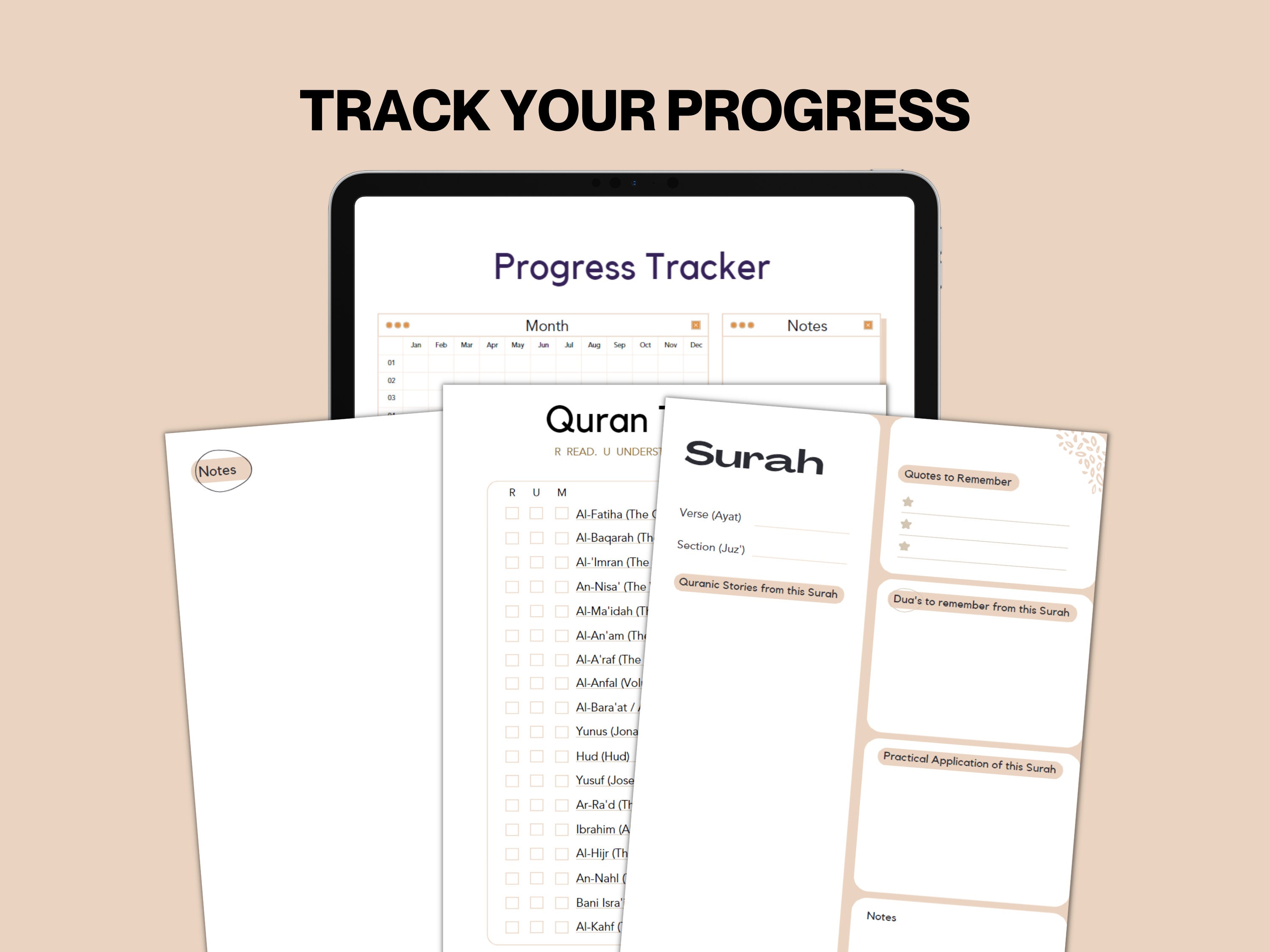 Quran Journal Surah Study & Reflection Muslim Planner Quran Tracking ...