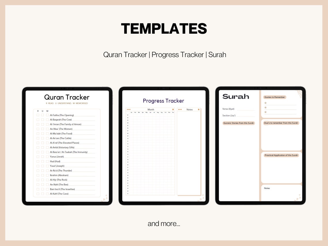 Quran Journal Surah Study & Reflection Muslim Planner Quran Tracking ...