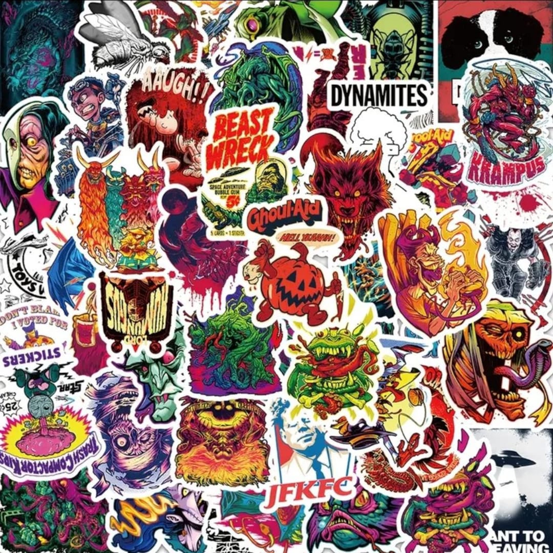 Wacky Packs Stickers: 20 Random Horror & Monster Decals - Etsy