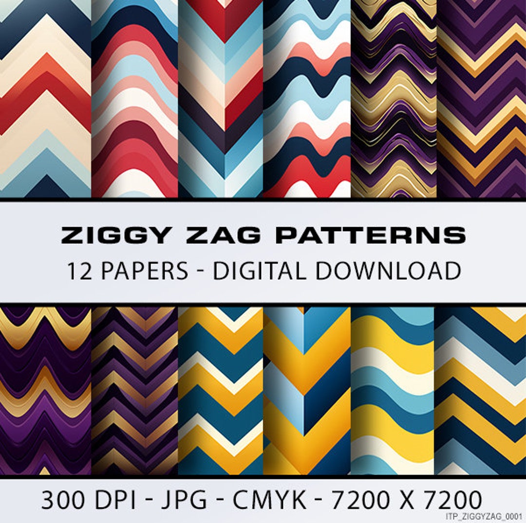Vibrant Zig Zag Pattern Digital Papers Bring Dynamic Energy to Your DIY ...