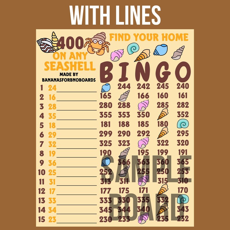 Find Your Home 400 WTA Bingo Board (with and Without Lines) - Etsy