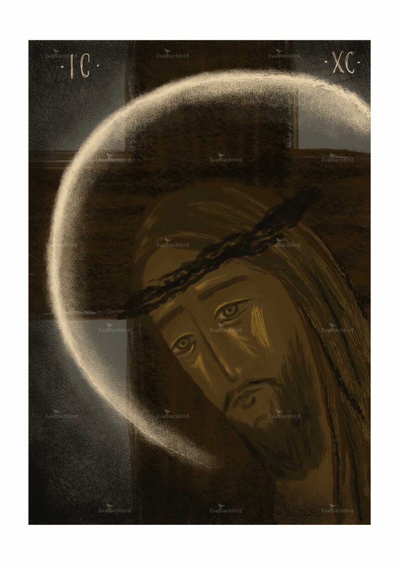 Image of Jesus Christ Modern Digital Icon Art Printable Jesus - Etsy