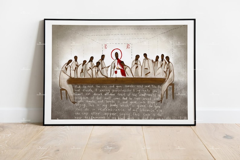 The Last Supper Modern Icon Line Art Digital Print Christian Modern ...