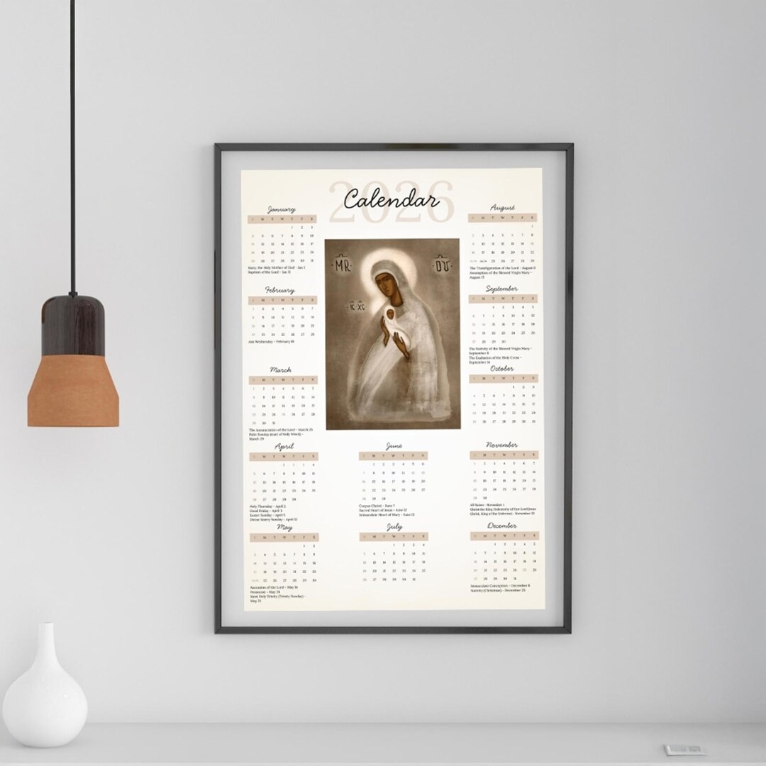2026 Virgin Mary Calendar – Catholic Christian Art (digital Download ...
