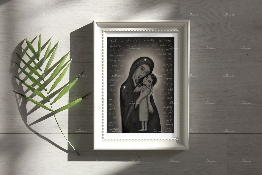 Blessed Among Women Modern Digital Art Iconography Printable Christian ...