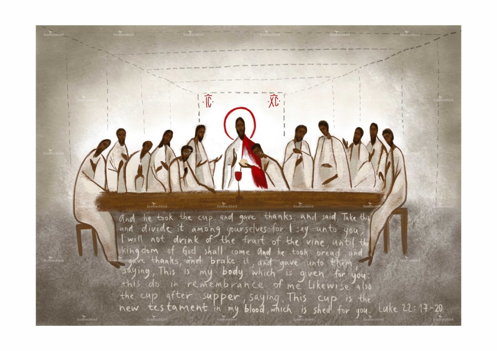 The Last Supper Modern Icon Line Art Digital Print Christian Modern ...