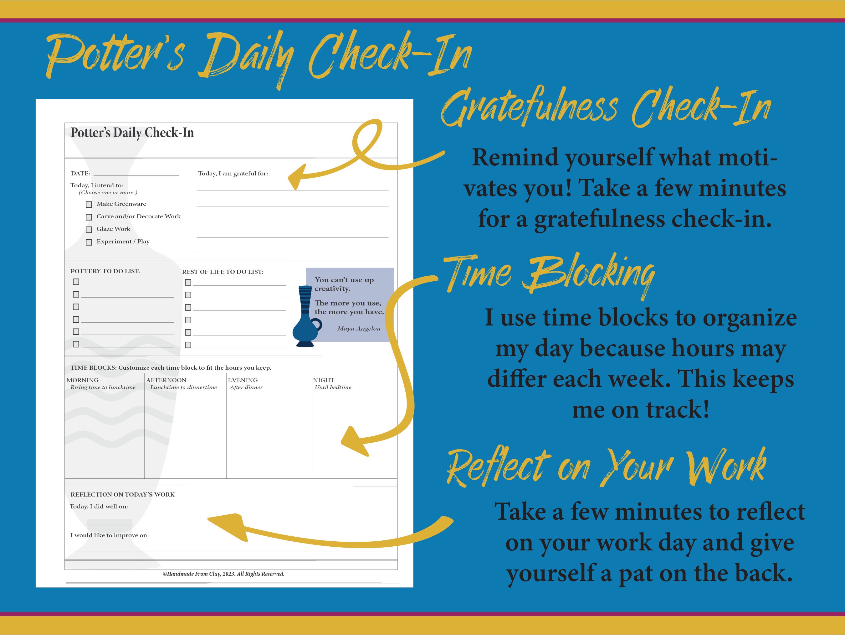 Printable Tracker / Potter's Daily Check-in Sheet / Pottery Log ...