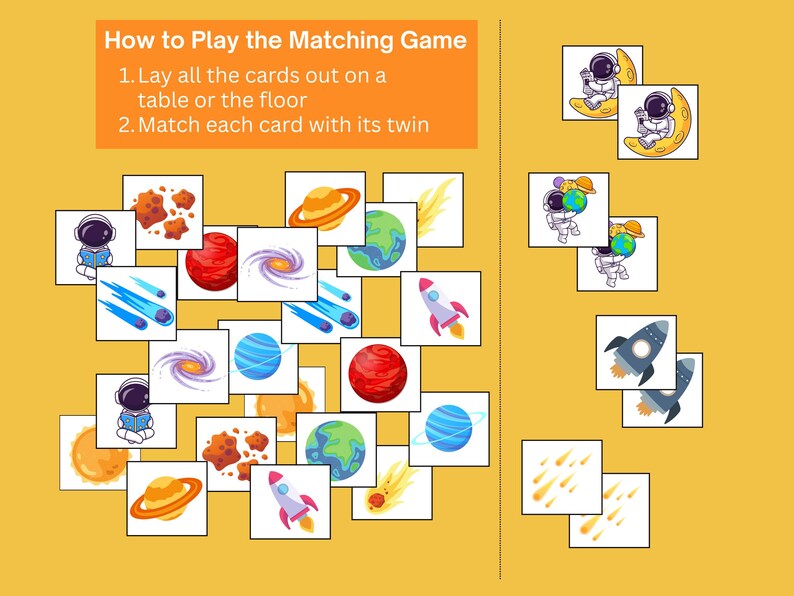 Kids Astronaut and Planets Printable Matching Game for Kids 2-6 - Etsy