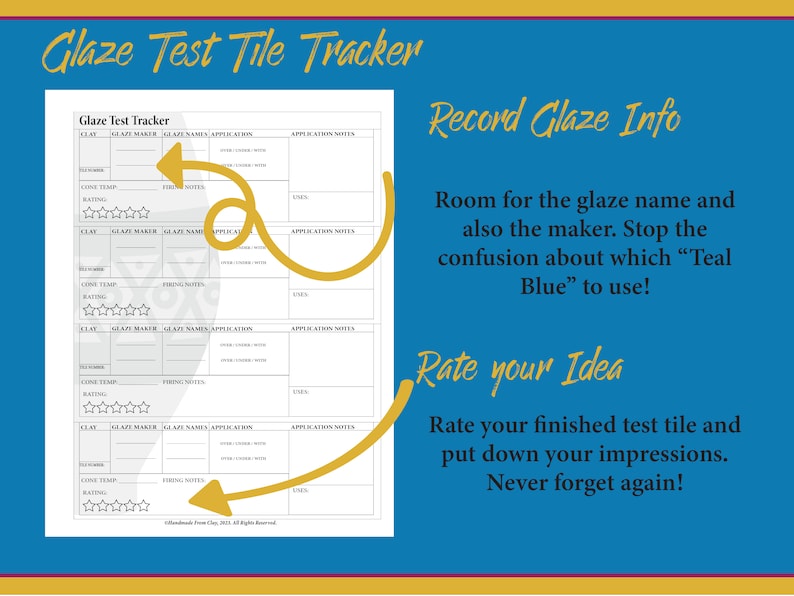 Glaze Test Tile Tracker: Pottery Log (digital Download) - Etsy