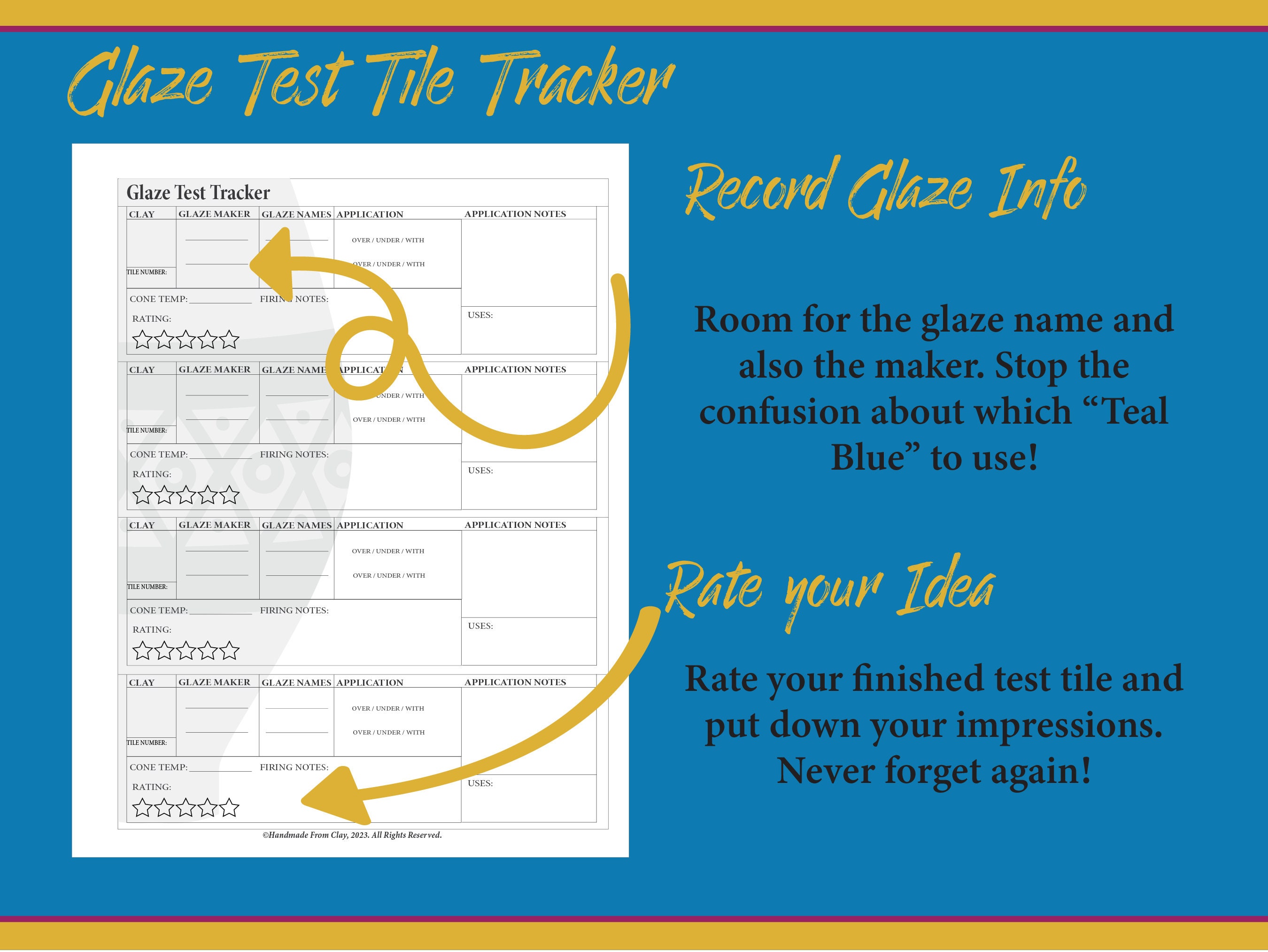 Glaze Test Tile Tracker: Pottery Log (digital Download) - Etsy