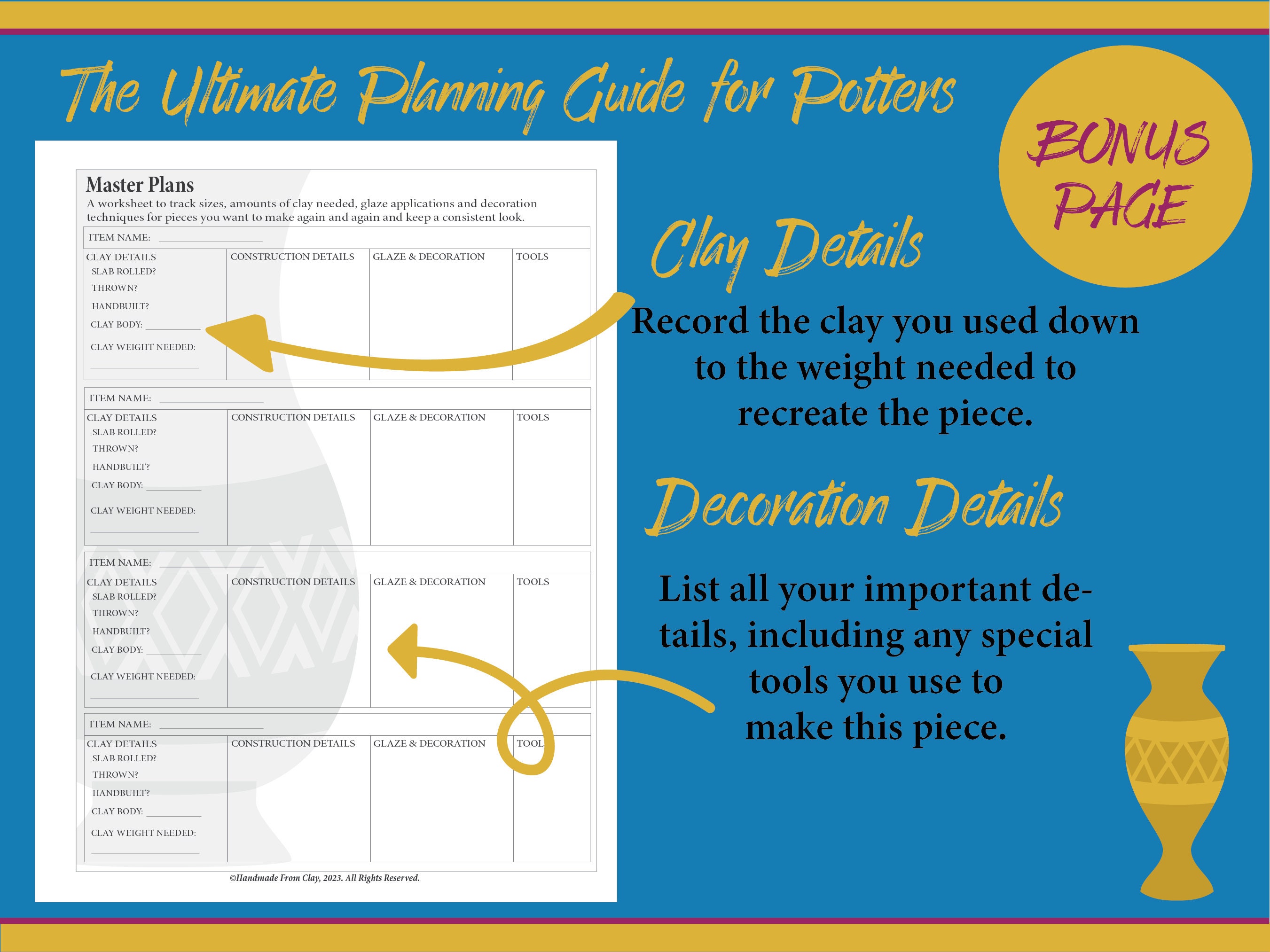 BUNDLE Pottery Lover's Journal and Tracker / Pottery Planning Log ...