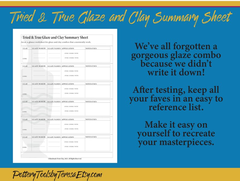 Glaze Planner and Tracker / Pottery Log / Pottery Journal / Test Tile ...