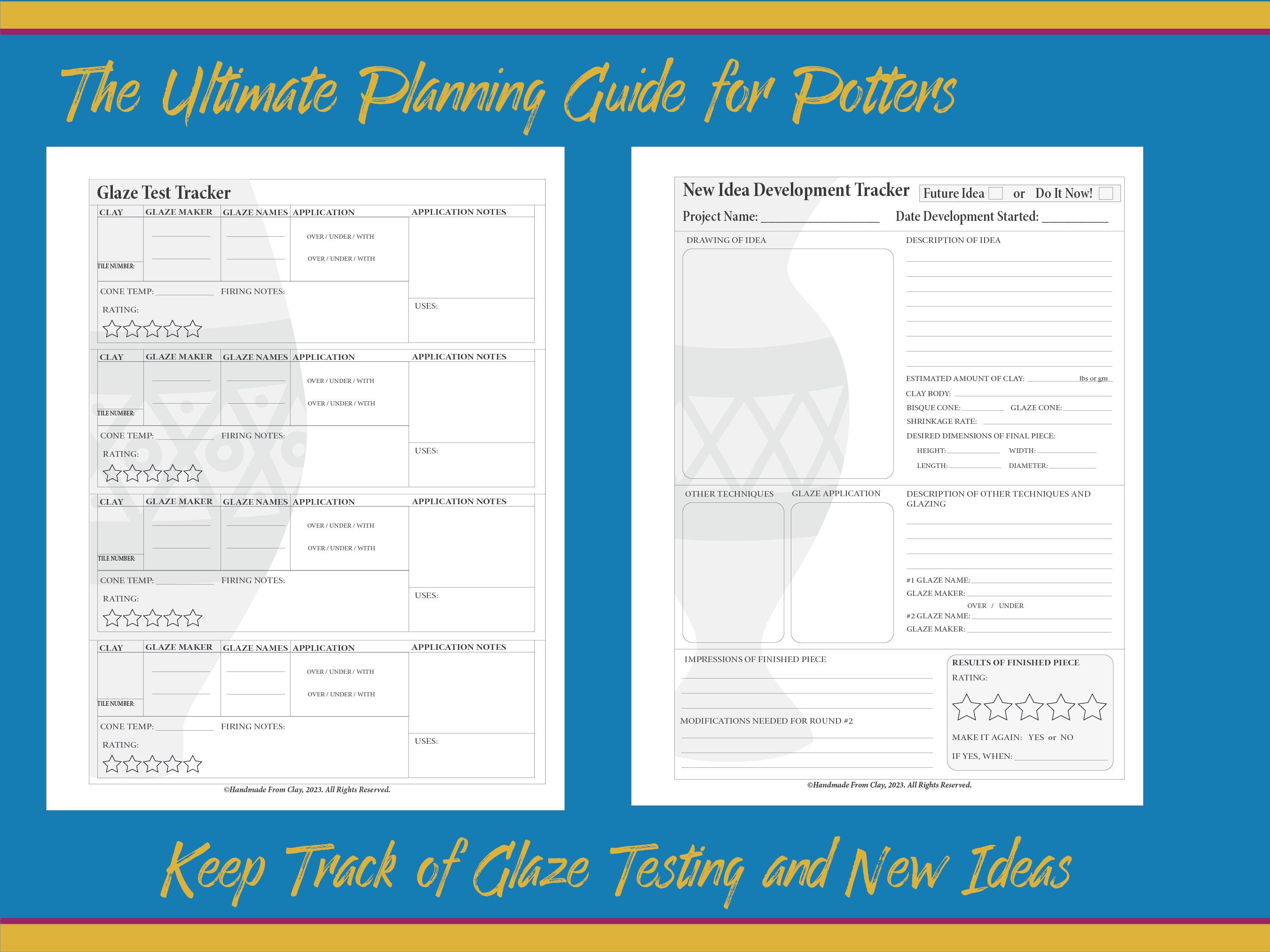 BUNDLE Pottery Lover's Journal and Tracker / Pottery Planning Log ...