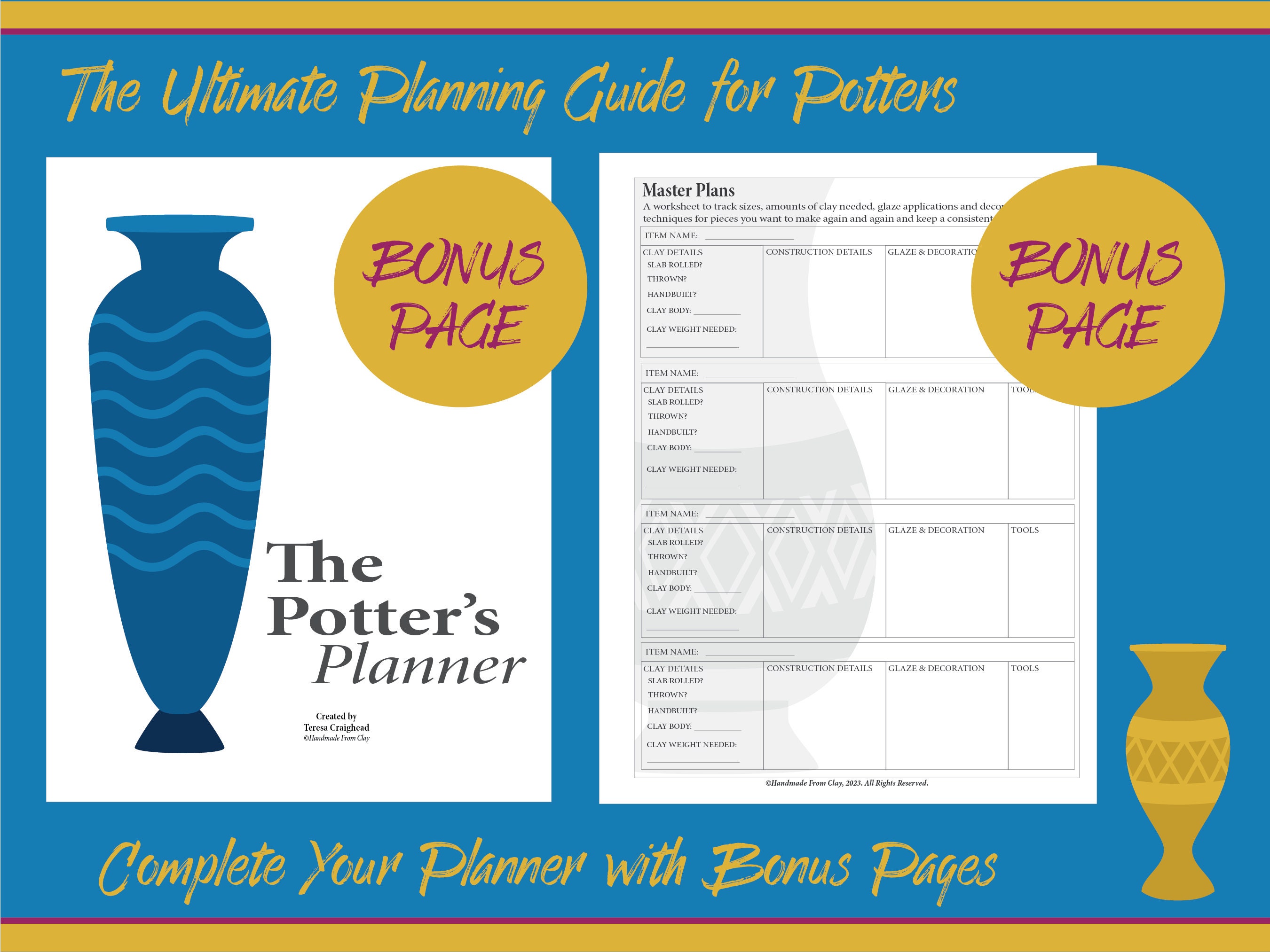 BUNDLE Pottery Lover's Journal and Tracker / Pottery Planning Log ...
