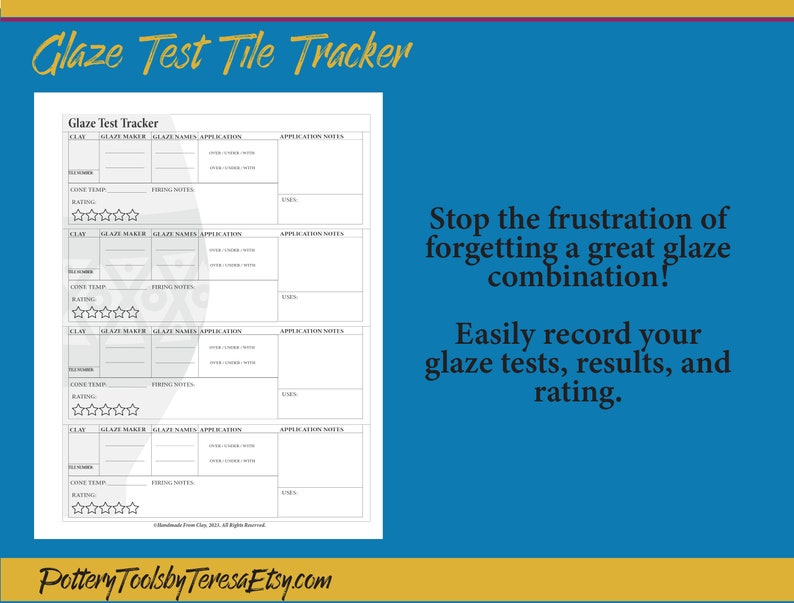 Glaze Test Tile Tracker: Pottery Log (digital Download) - Etsy
