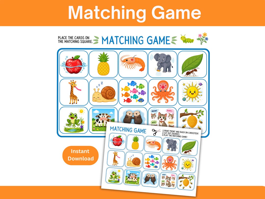 Montessori Style Matching Game for Kids 2-6, Matching Cards, Toddler ...