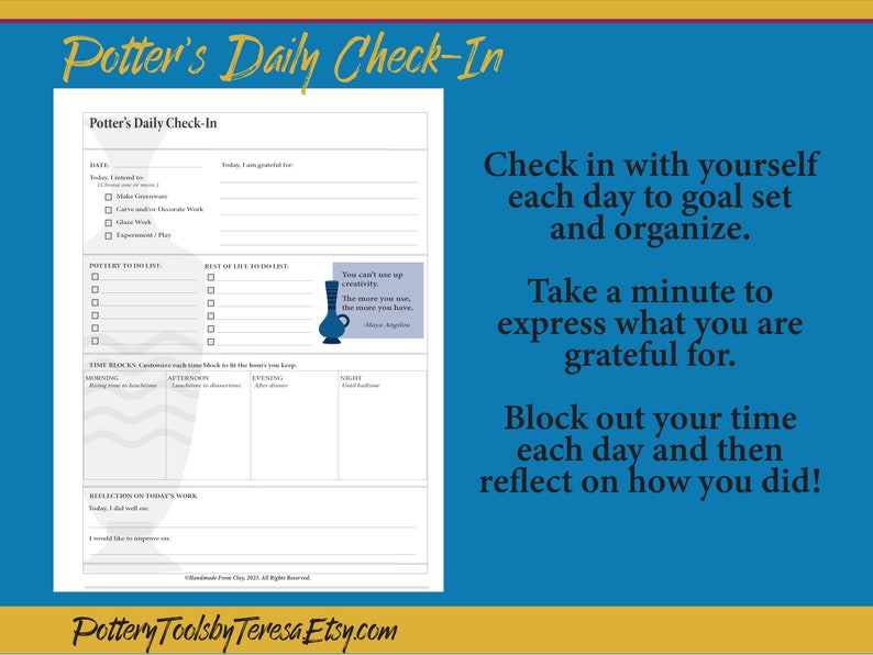Printable Tracker / Potter's Daily Check-in Sheet / Pottery Log ...
