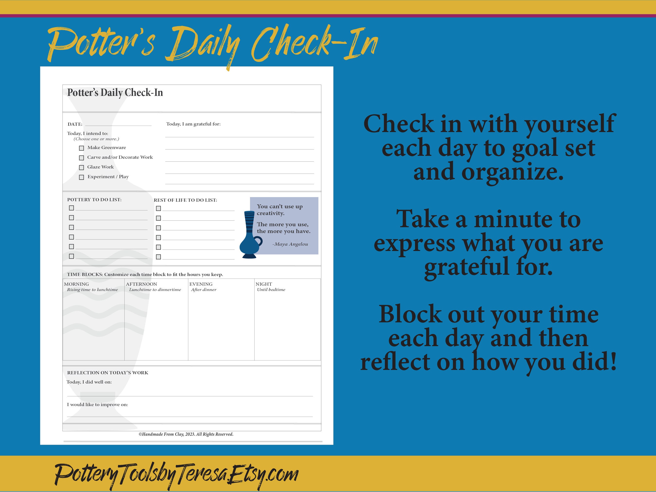 Printable Tracker / Potter's Daily Check-in Sheet / Pottery Log ...